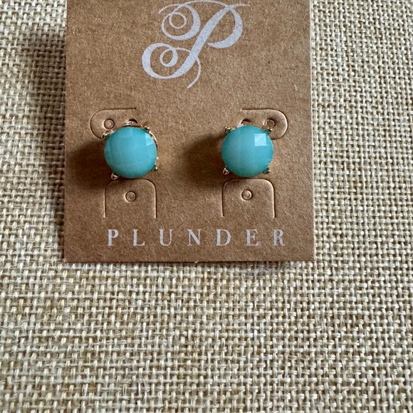 Plunder | Jewelry | Plunder Blue And Gold Stud Earrings | Poshmark